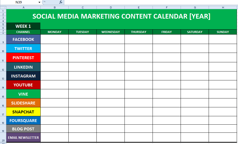 Social Media Calendar Template Download Printable Receipt Template
